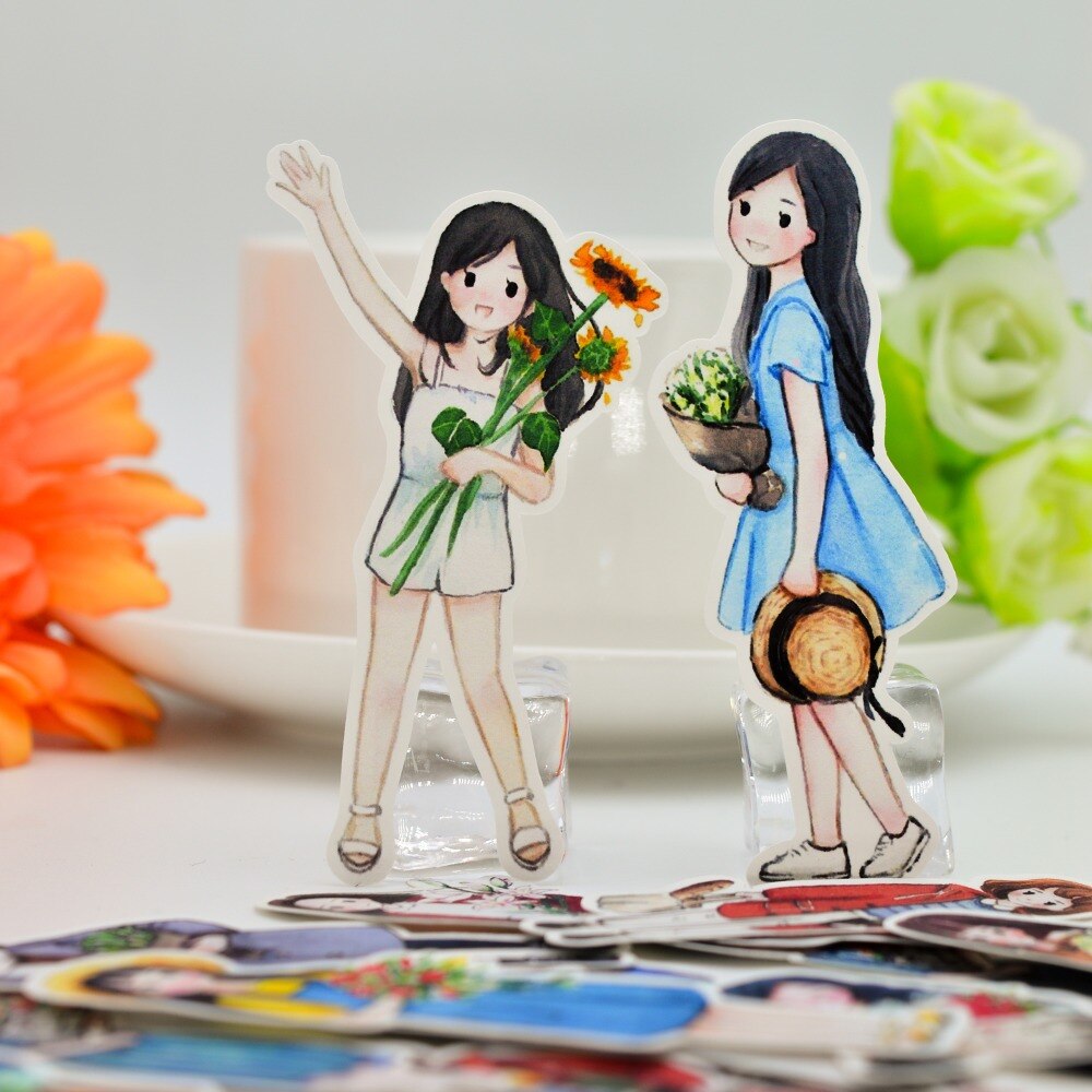 28pcs Hand Drawing Watercolor cute girls Planner j... – Grandado