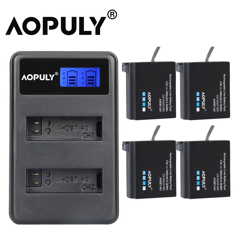 AOPULY 4Pcs 1680mAh Gopro Hero 4 Battery Replaceme... – Grandado
