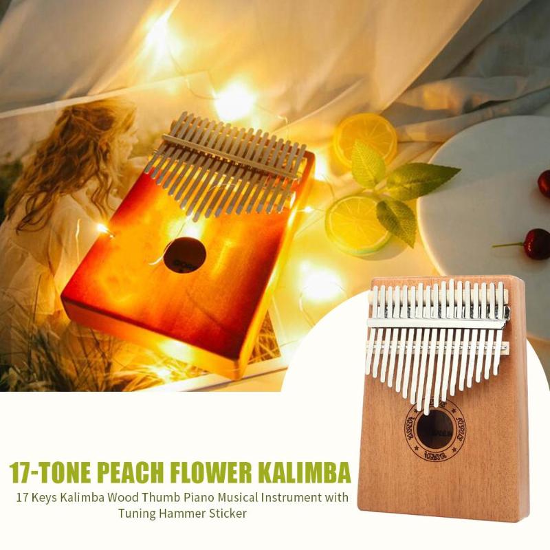 Kalimba Tumme Piano 17 Tandar Mahogny Trä med Hamm... – Grandado