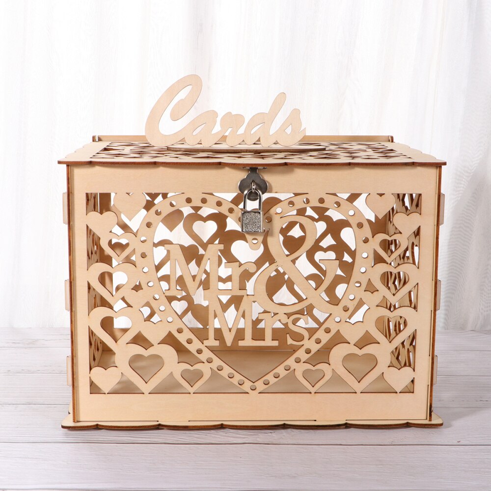 Wedding Sign-in Box with Lock Hollow out Case Box ... – Grandado