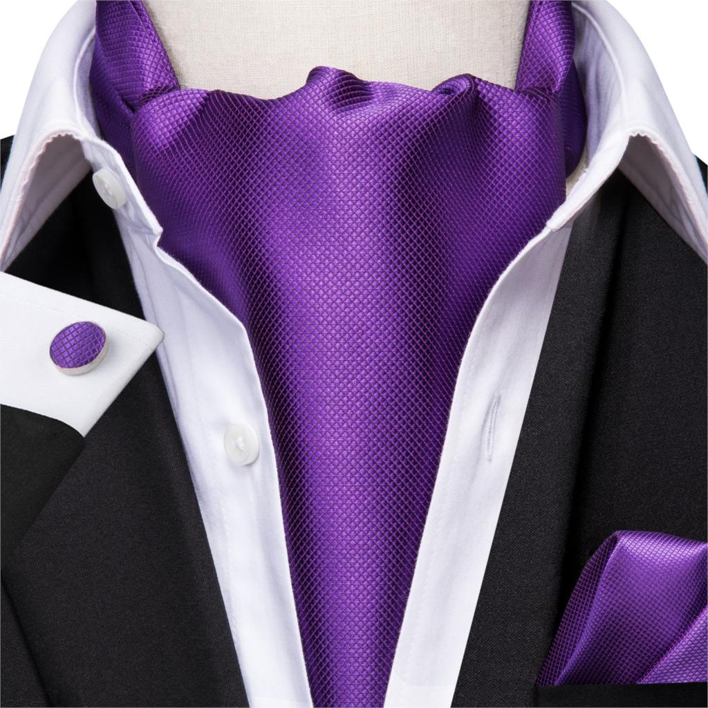 Men Silk Ascot Ties Solid Purple Cravat Formal Tie... – Vicedeal