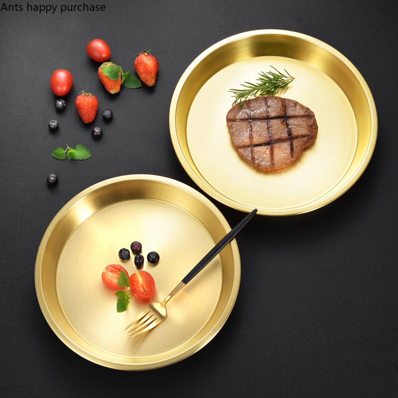 Thicken Brass Round Plate Cake Dessert Metal Plate... – Vicedeal