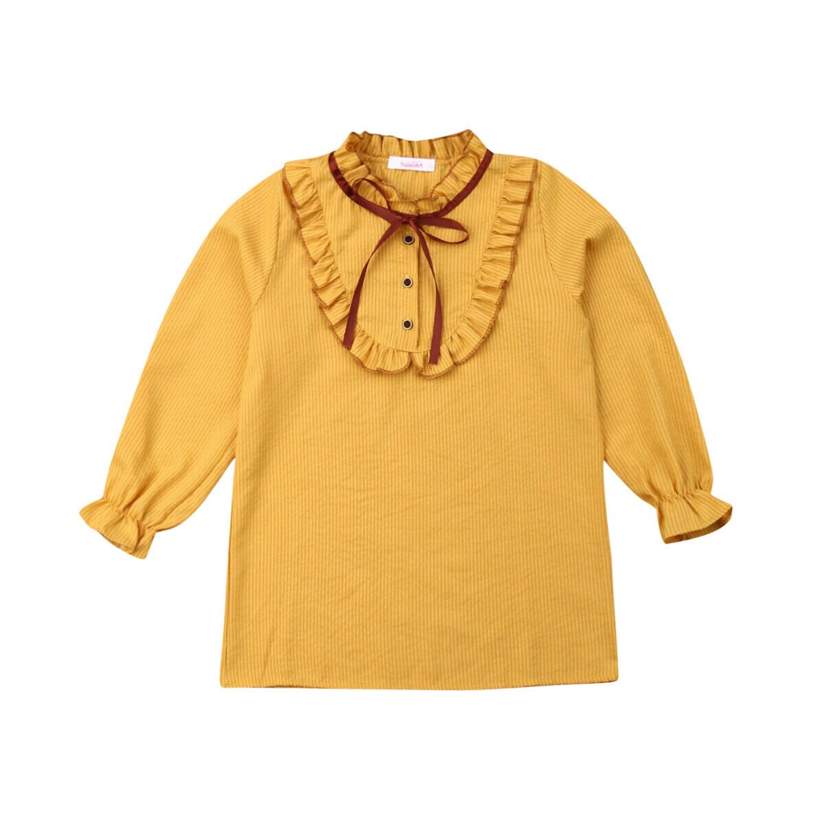 Kids Girl Yellow Blouse Butterfly Collar Ruffled S... – Grandado