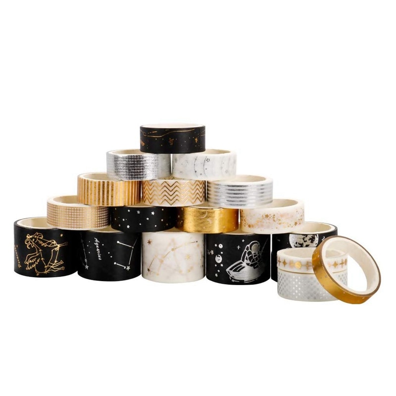 20 Pcs/Set Gold Foil Washi Tape Glitter Washi Tape... – Vicedeal