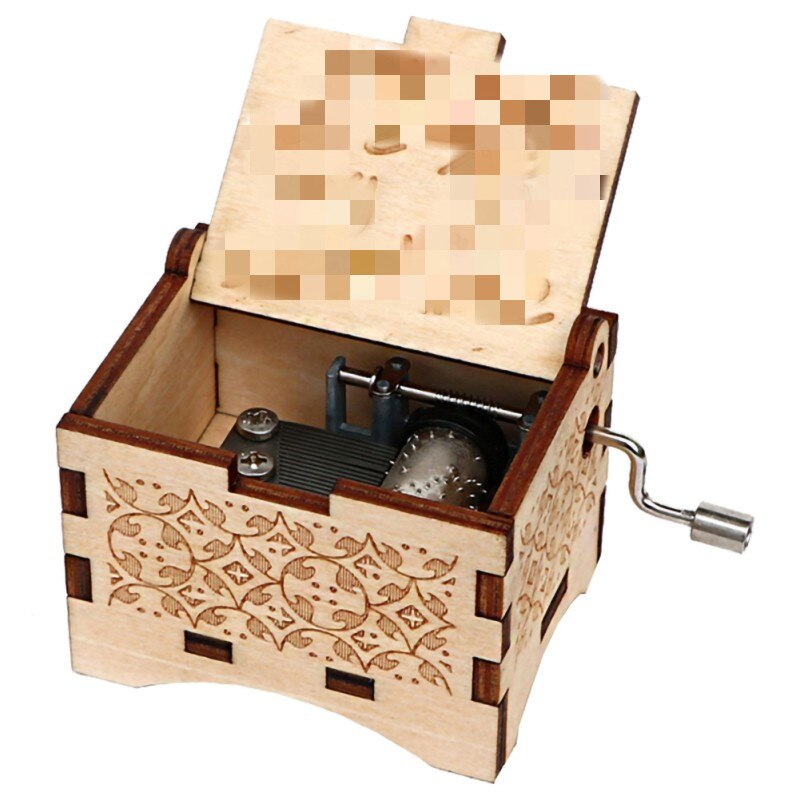 Hand Crank Music Box Wooden Engraved Vintage uniqu... – Grandado