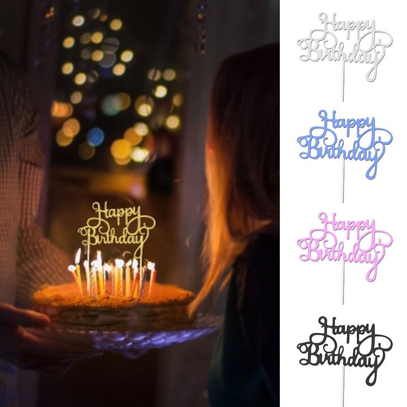 Happy Birthday Cake Topper Acrylic Letter Cake Top... – Vicedeal