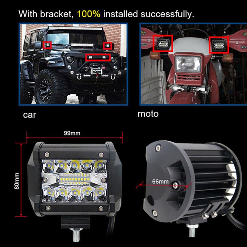 2pcs 4inch 60W LED Work Light Bar Pods Flush Mount... – Vicedeal