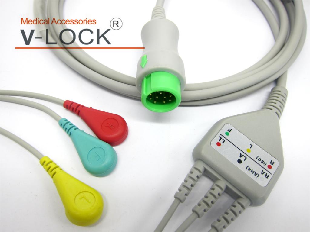 Cable ECG de una sola pieza con 5 cables, clip par... – Grandado