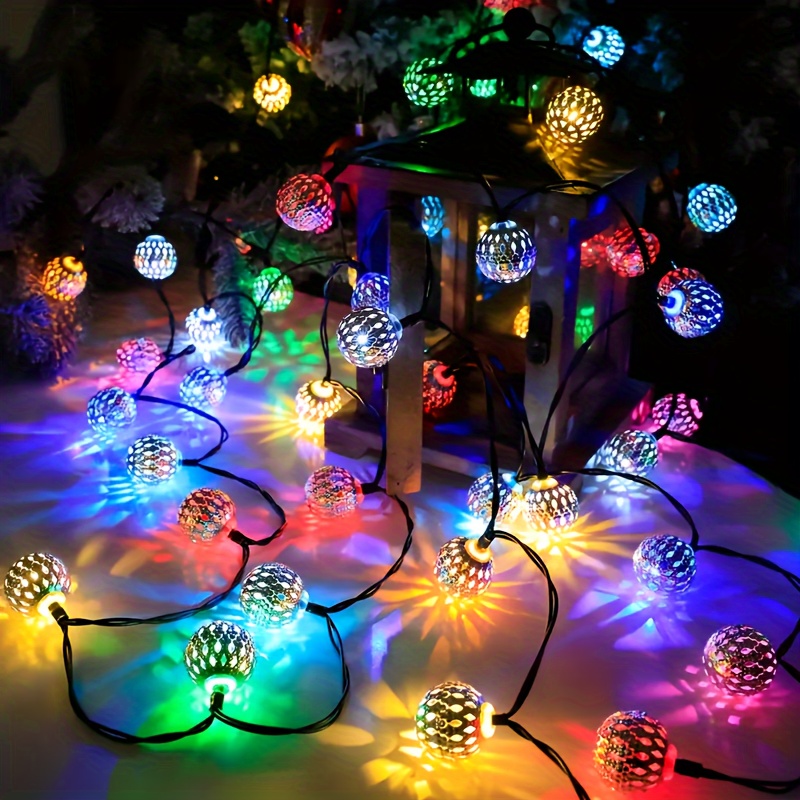 LED Marokkaanse holle metalen bal lichtslingers op... – Vicedeal