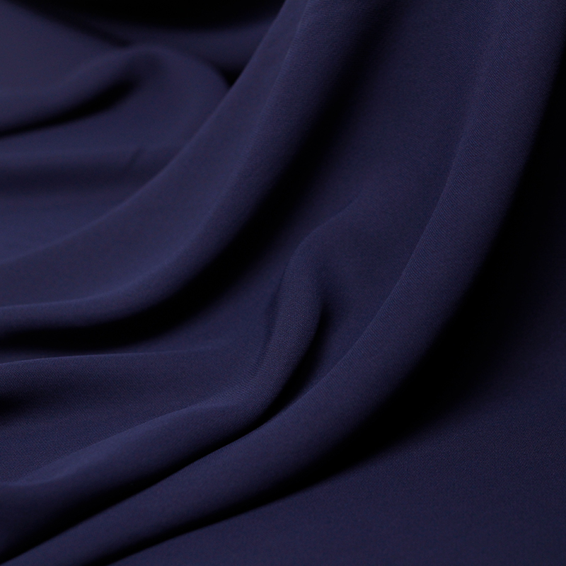Pearlsilk dark blue crepe yarn crease resistant co... – Grandado