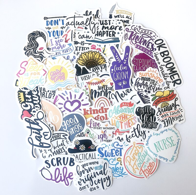 50Pcs/Set The Colorful Motivational Quotes Sticker... – Grandado