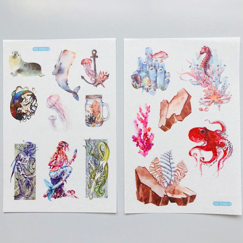 6 Sheets /Pack Undersea Whale Shell Mermaid Jellyf... – Grandado