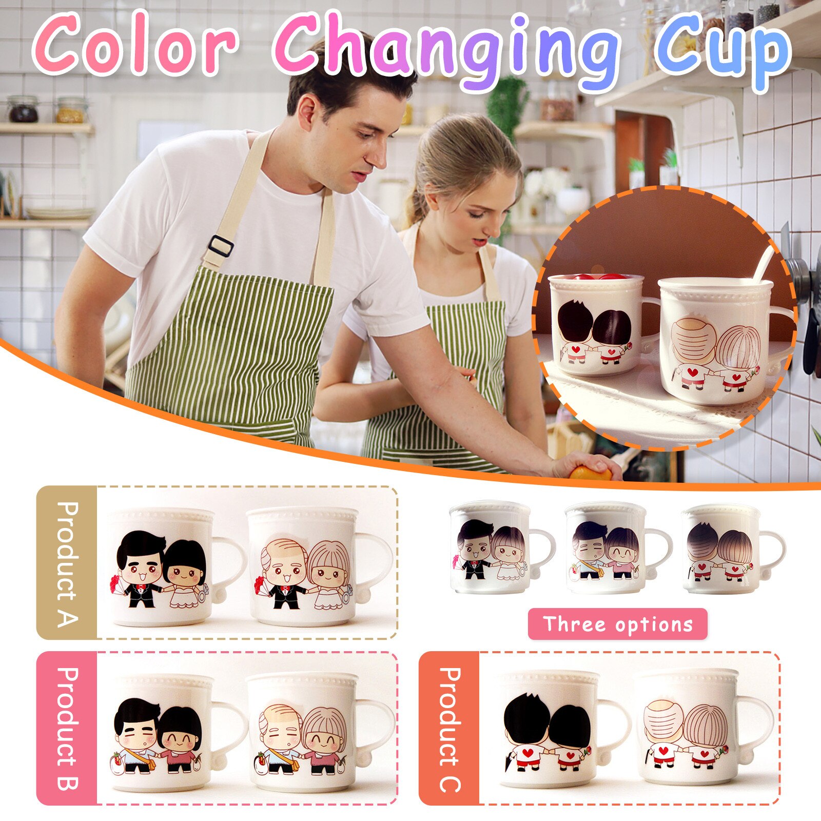 Color Changing Cup Romantic Couple Water Cup Mark ... – Vicedeal