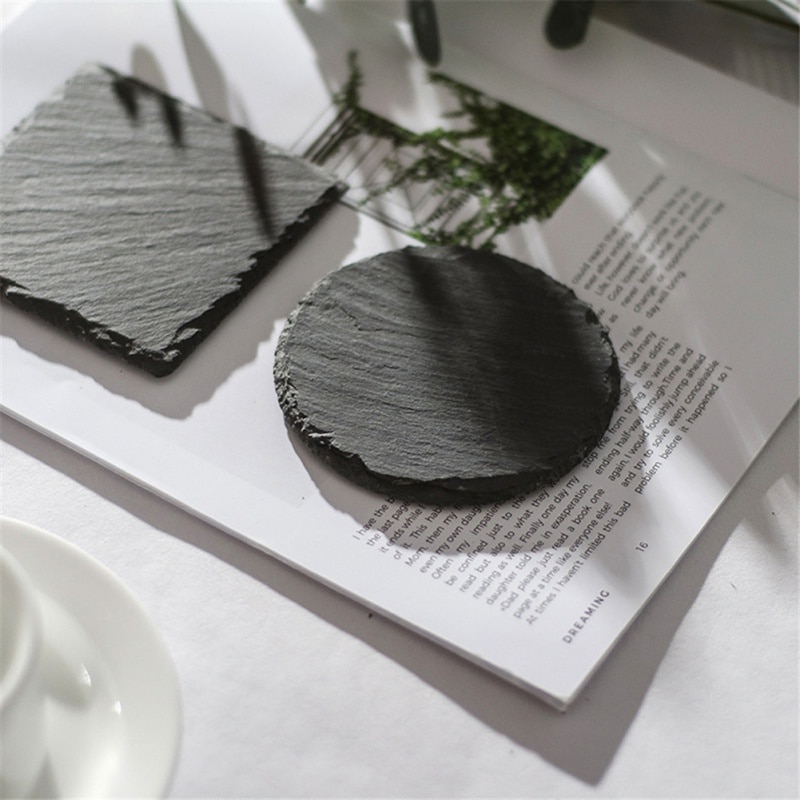 Slate Stone Coasters Round Placemat Style Table Ma... – Vicedeal