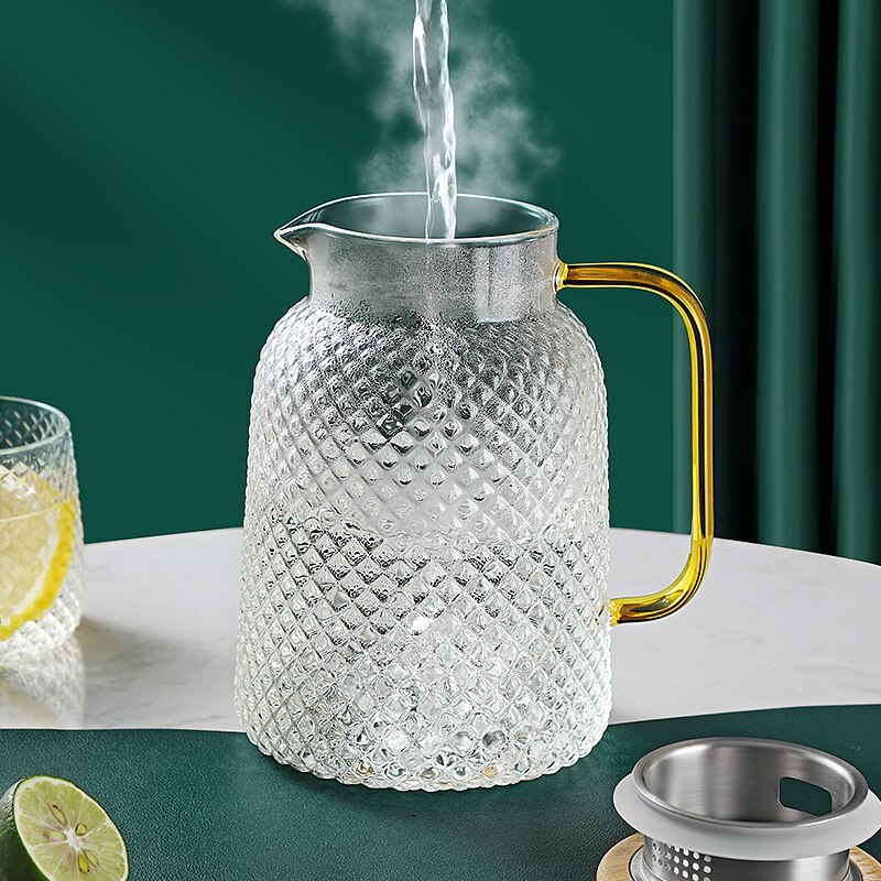 Glass Water Pitcher with Filter Turkish Jug Stainl... – Grandado