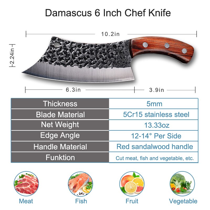 6 inch Hand Forging High Carbon Steel Knife Meat C... – Grandado