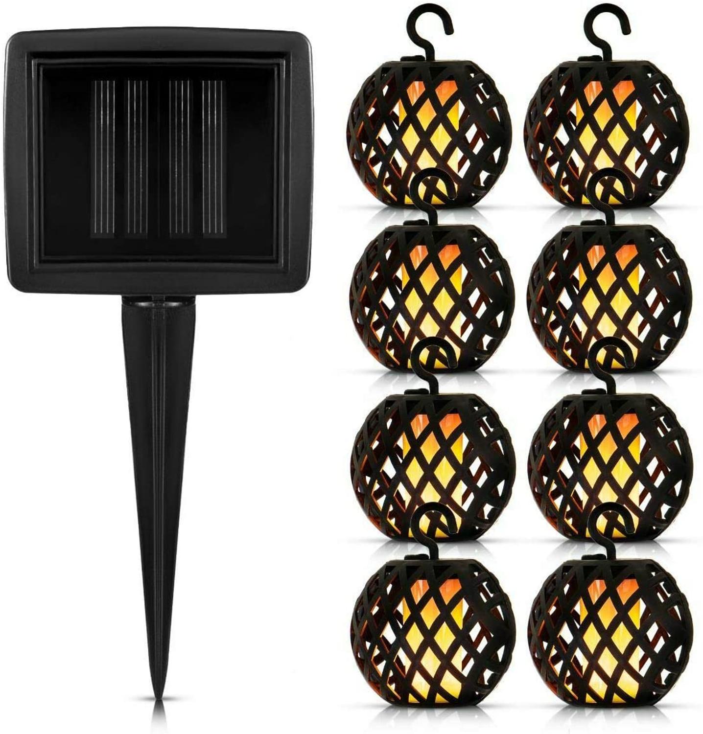 Solar Rattan Ball Flame Effect LED String Hanging ... – Grandado