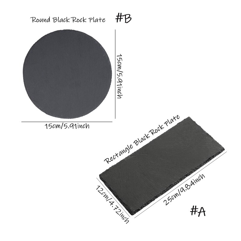 Rectangle Black Rock Plate Slab Round Natural Slat... – Vicedeal