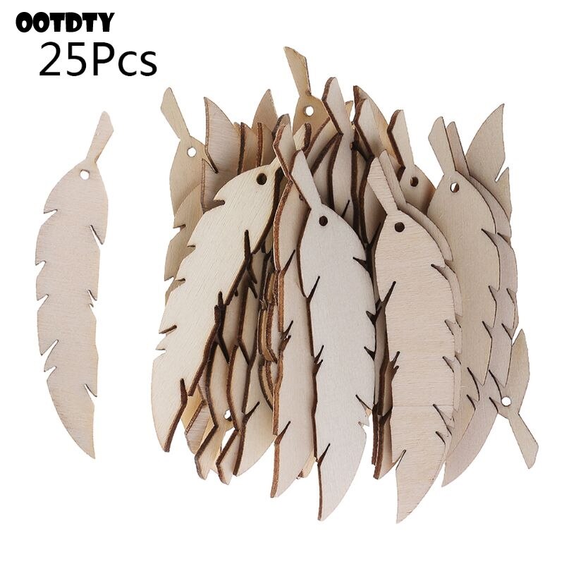 25Pcs/Set Cut Wooden Cross Fence Feather Embellish... – Grandado