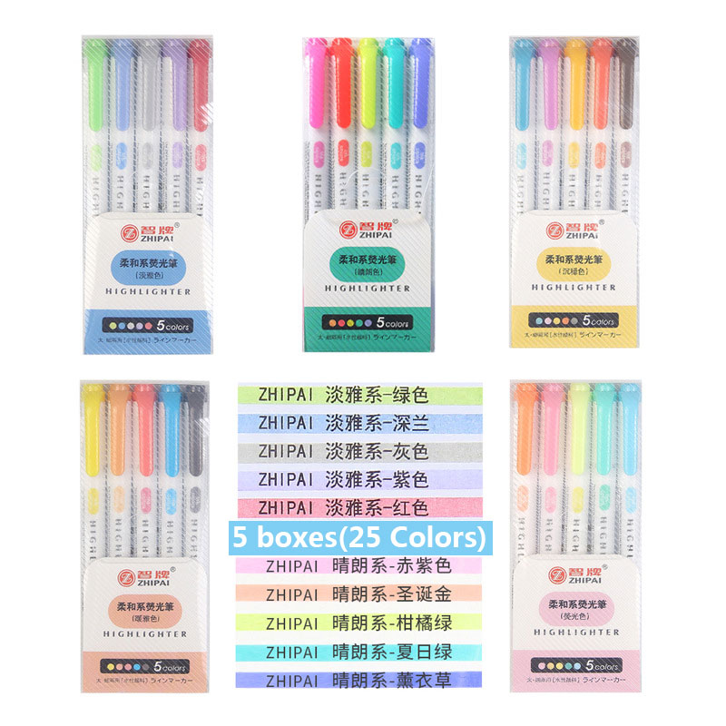 25 Colors/box Highlighter Pen Fluorescent Markers ... – Grandado