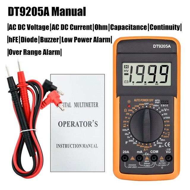 DT9205A LCD Digital Multimeter Оригинал Мультиметр... – Vicedeal