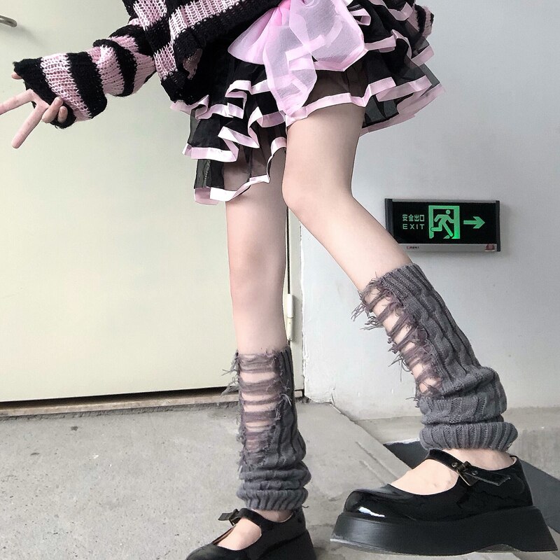 Autumn Winter Japanese Girl Knee Sleeve Warm Leg C... – Grandado