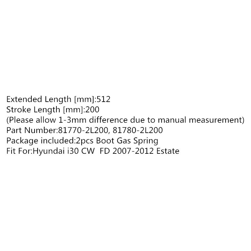 BOXI 2Qty Boot Gas Spring Lift Support For Hyundai Grandado BOXI 2Qty Boot Gas Spring Lift Support For Hyundai Grandado