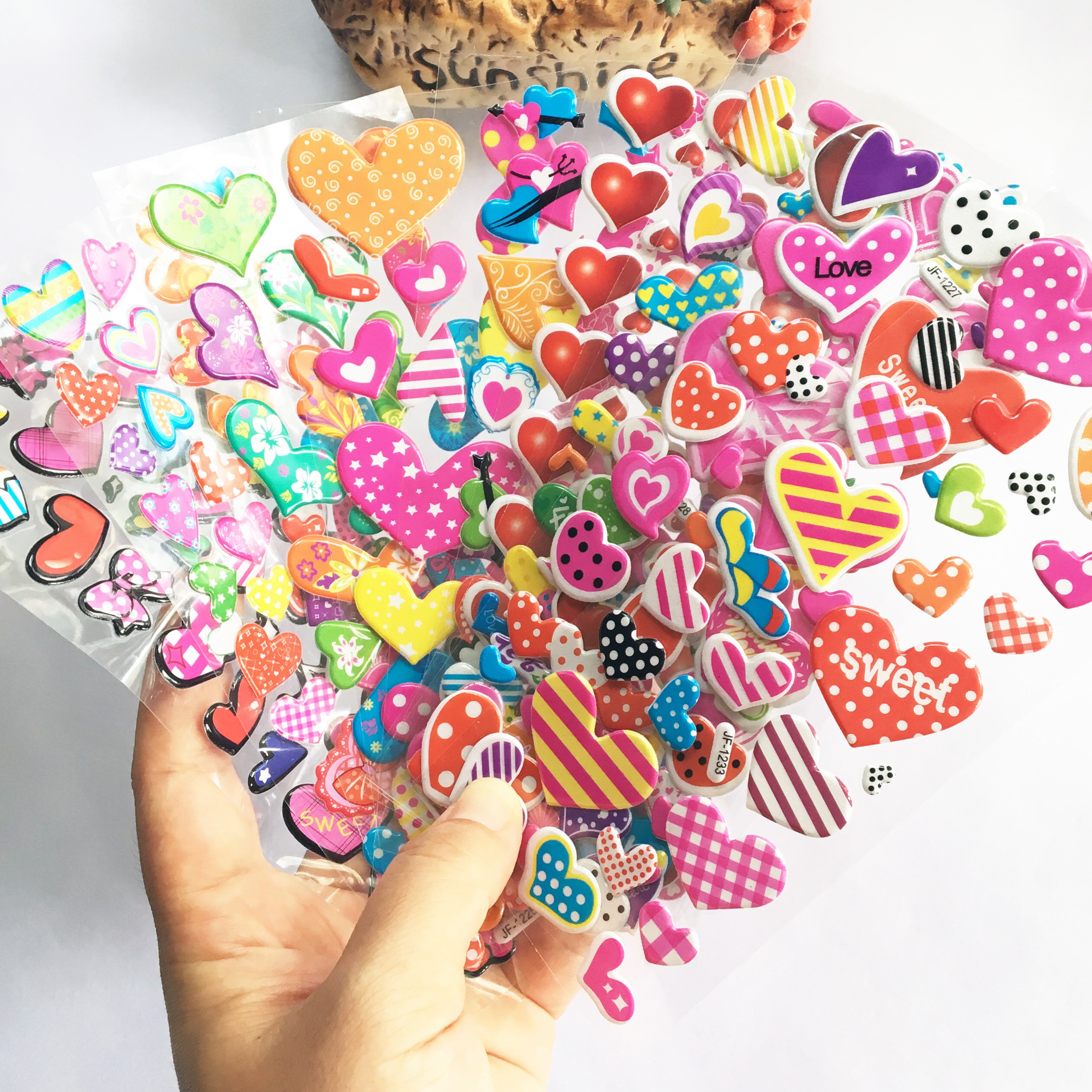 6 sheets Sticker Kids Cute 3D Cartoon PVC DIY Hear... – Vicedeal