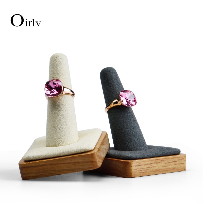 Oirlv Solid Wooden Ring Display Stand with microfi... – Grandado