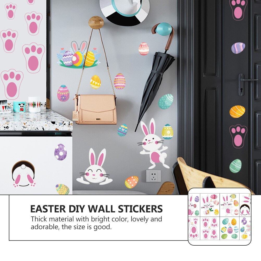 8 Sheets Easter Bunny Paw Stickers Egg Bunny Face ... – Grandado