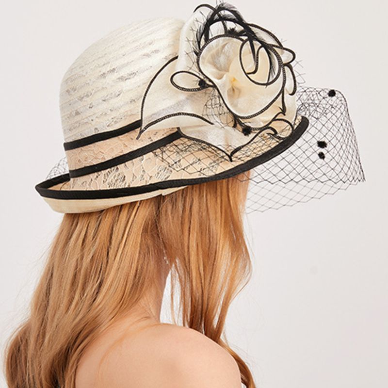 Women Retro Church Derby Lace Cloche Hat Mesh Veil... – Grandado
