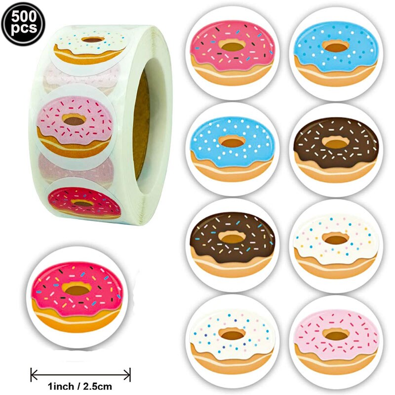 500X Donut Theme Party Decor Sticker Donut Sticker... – Grandado