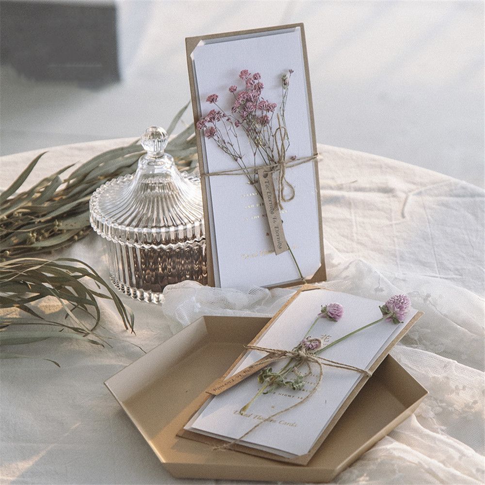 Retro Kraft Paper Invitation Greeting Card with En... – Vicedeal