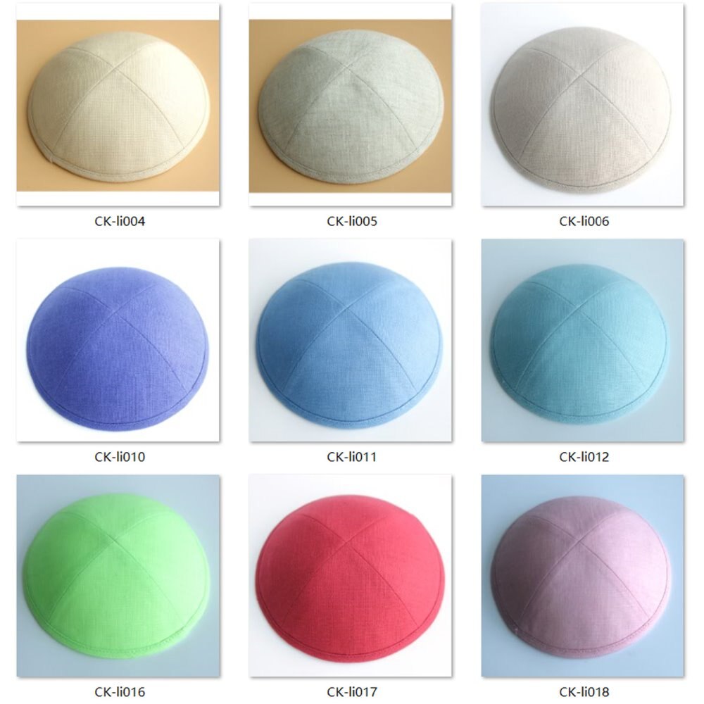 Assorted various color linen kippot Jewish Yarmulk... – Vicedeal