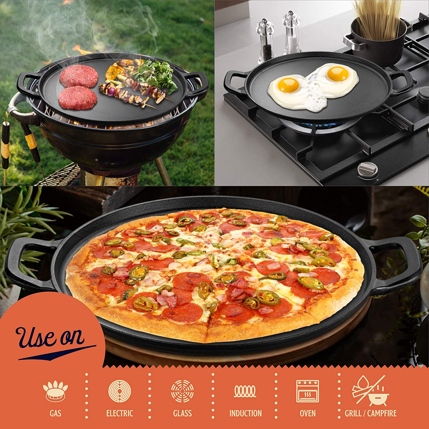 Pizza Pan | 14” Steel Pizza Cooker with Easy Grip ... – Vicedeal
