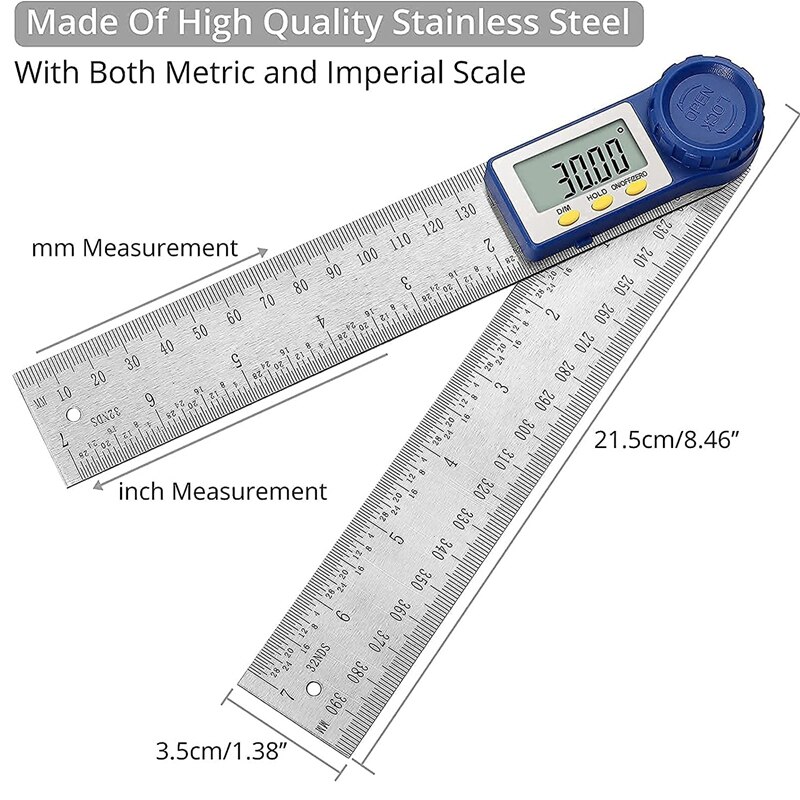 GTBL 7 Inch Digital Angle Finder Ruler, 2 In 1 Sta... – Grandado