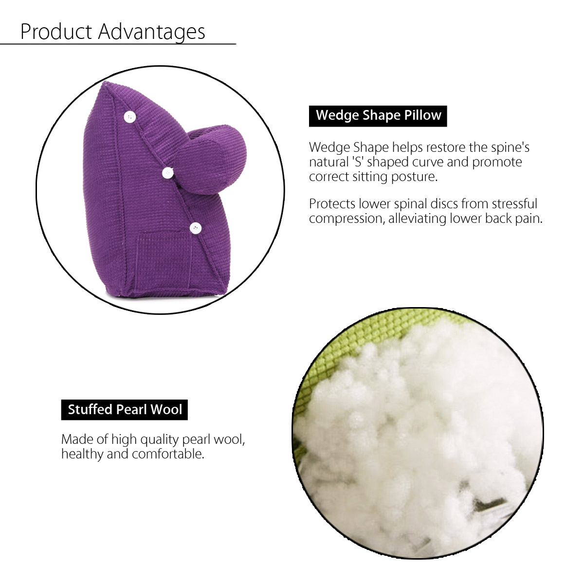 Seng trekantet pude stol sengekant lændestol ryglæ... – Vicedeal