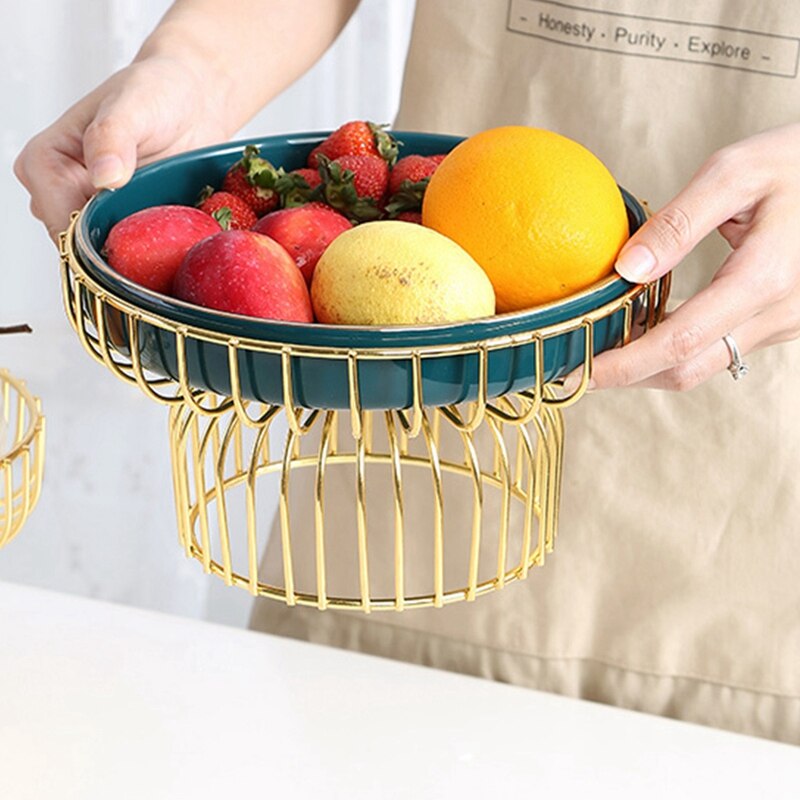 Wrought Iron Ceramic Fruit Bowl Home Living Room M... – Vicedeal