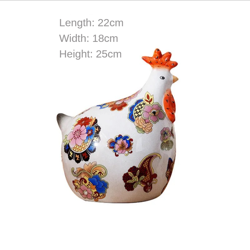 Retro Floral Ceramic Chicken Decoration Wedding Ho... – Vicedeal