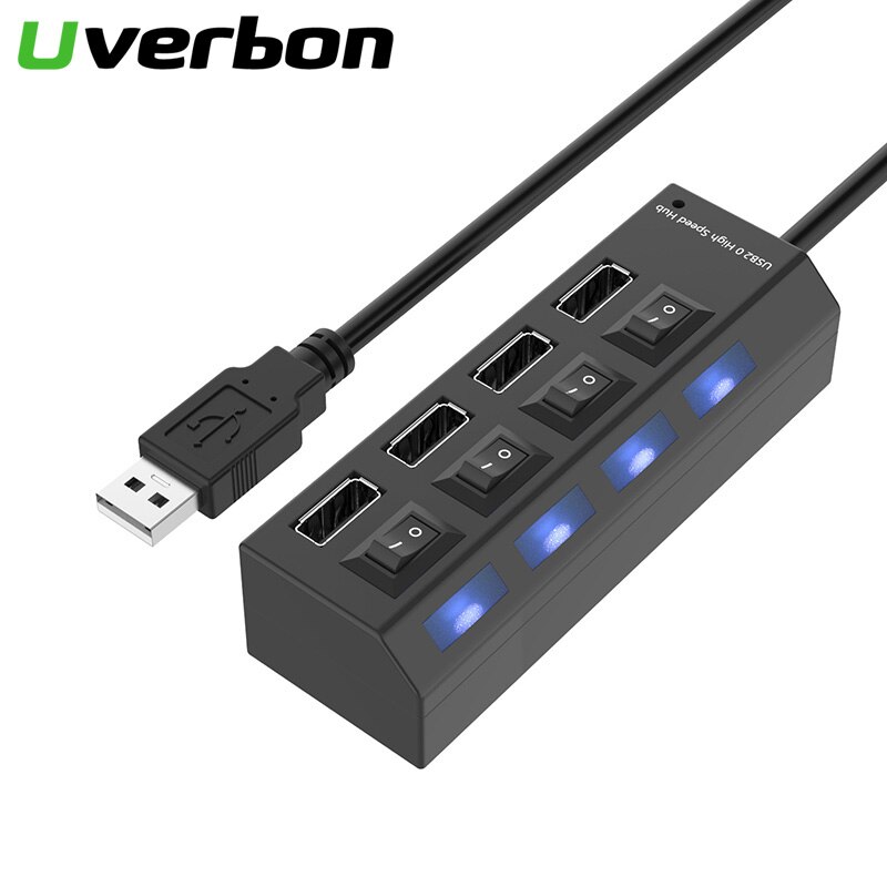 Hub USB 2,0 de 4 puertos, divisor USB 2,0, LED con... – Grandado