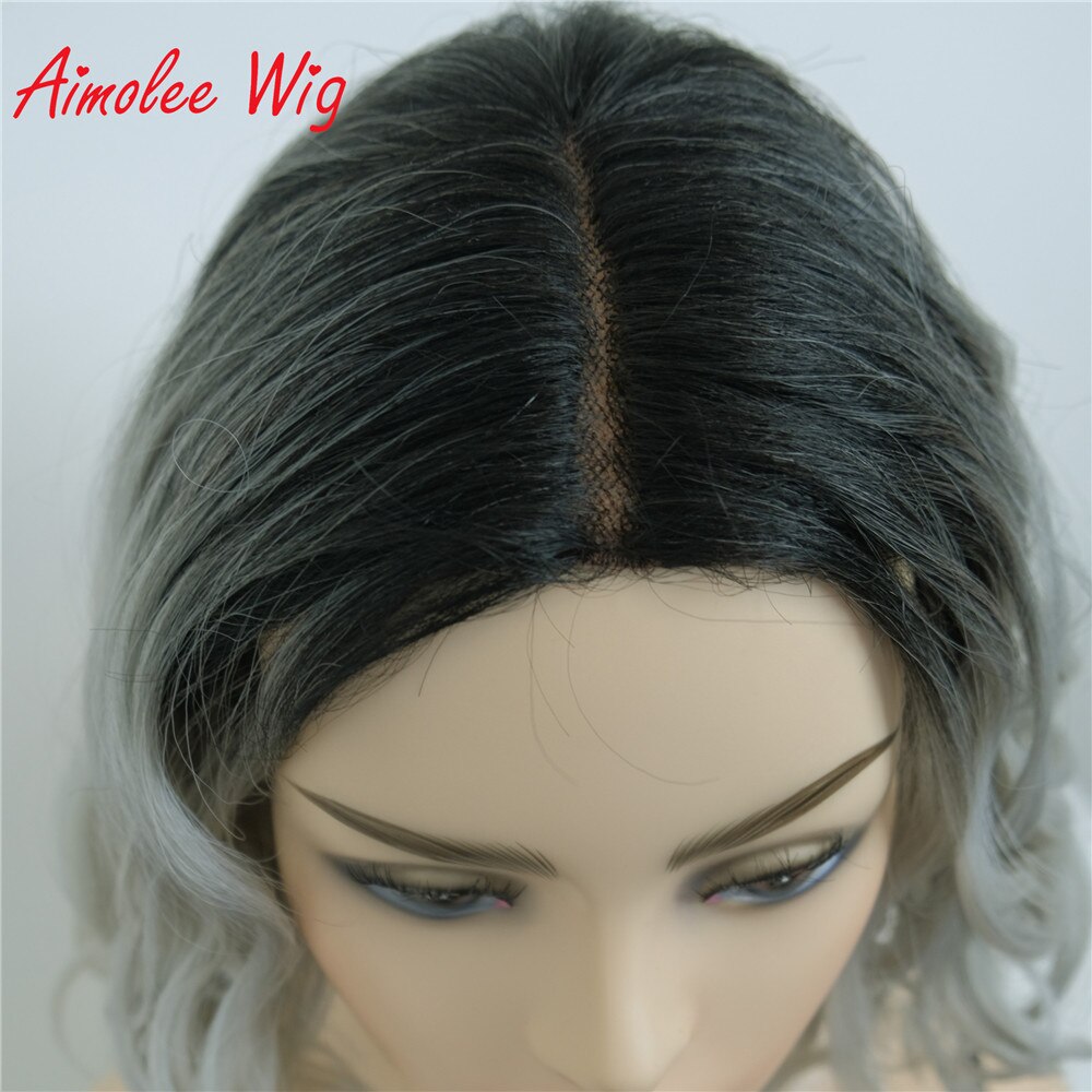 Aimolee Synthetic Lace Wig Hair gray Ombre Hair Me... – Grandado
