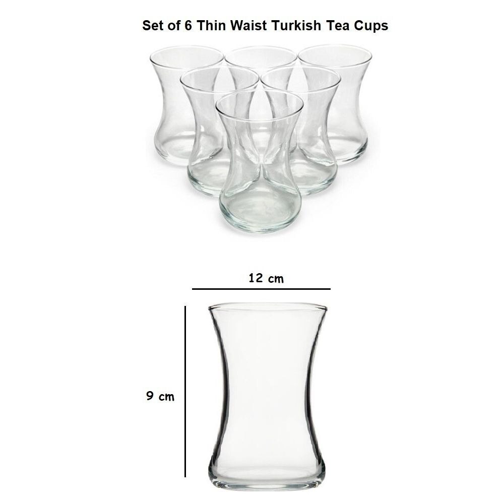 Turkse Thee Kopjes Set Van 6 Dunne Taille Glazen T... – Vicedeal