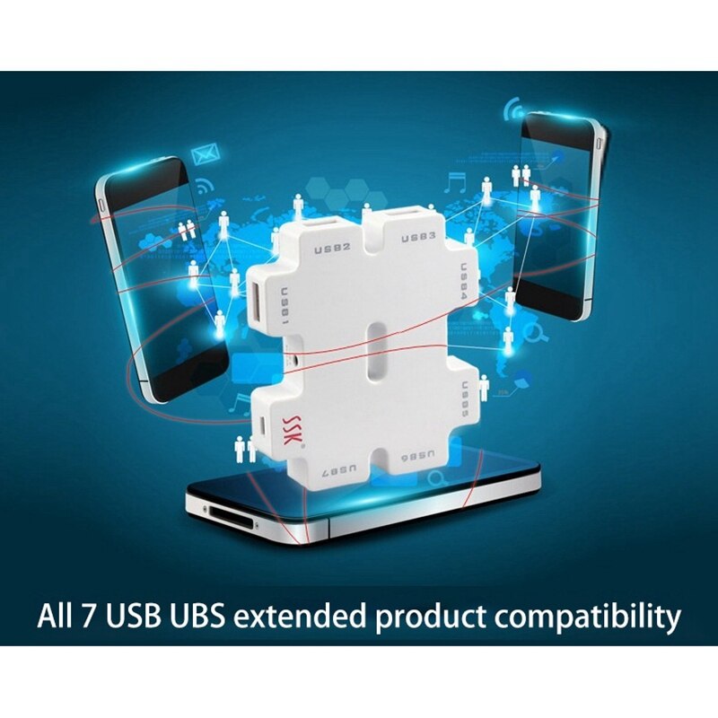 SSK 7 Port Hub USB Extension Splitter Docking Stat... – Grandado
