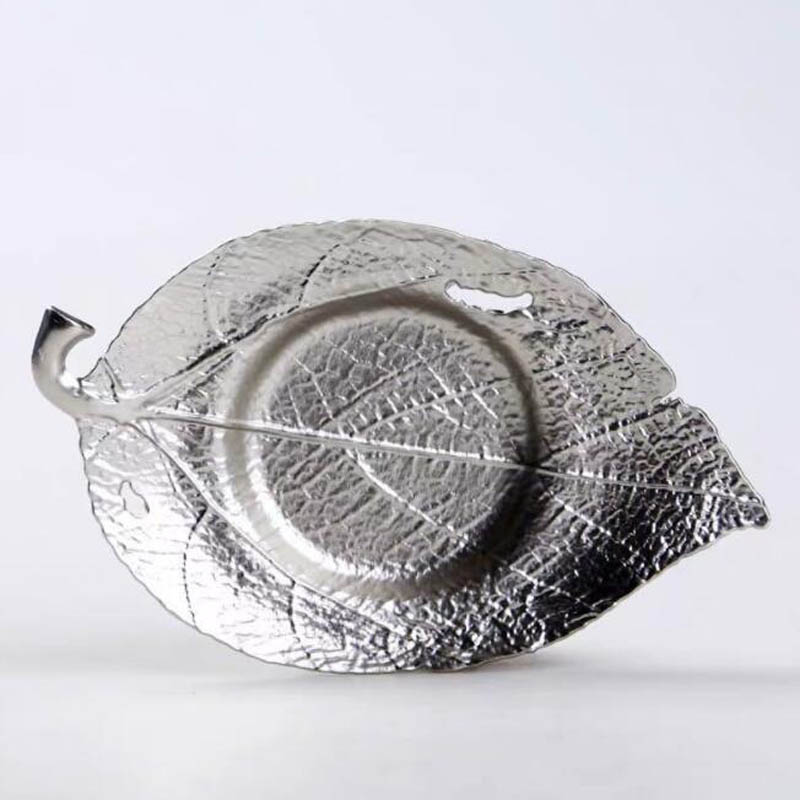 5pcs Leaf Shaped Metal Tea Cup Tray Black Tea Tray... – Vicedeal