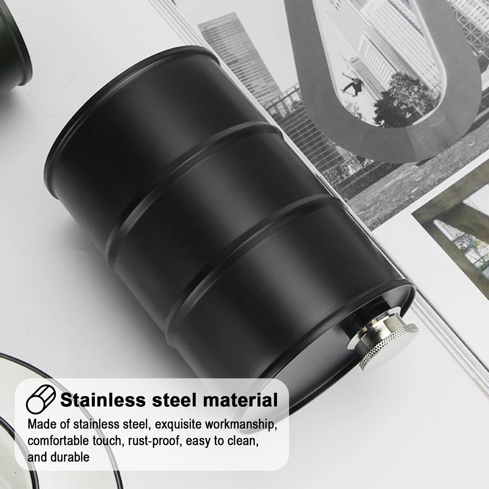 500ml Oil Drum Shape Circular Liquor Flask Storage... – Grandado