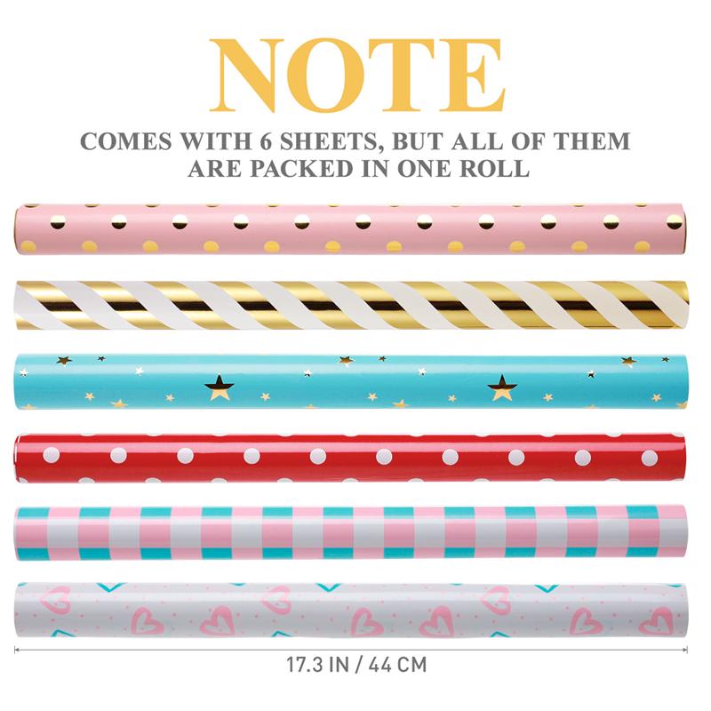 6 Sheets Wrapping Paper Festive Wrapping Paper Rol... – Grandado