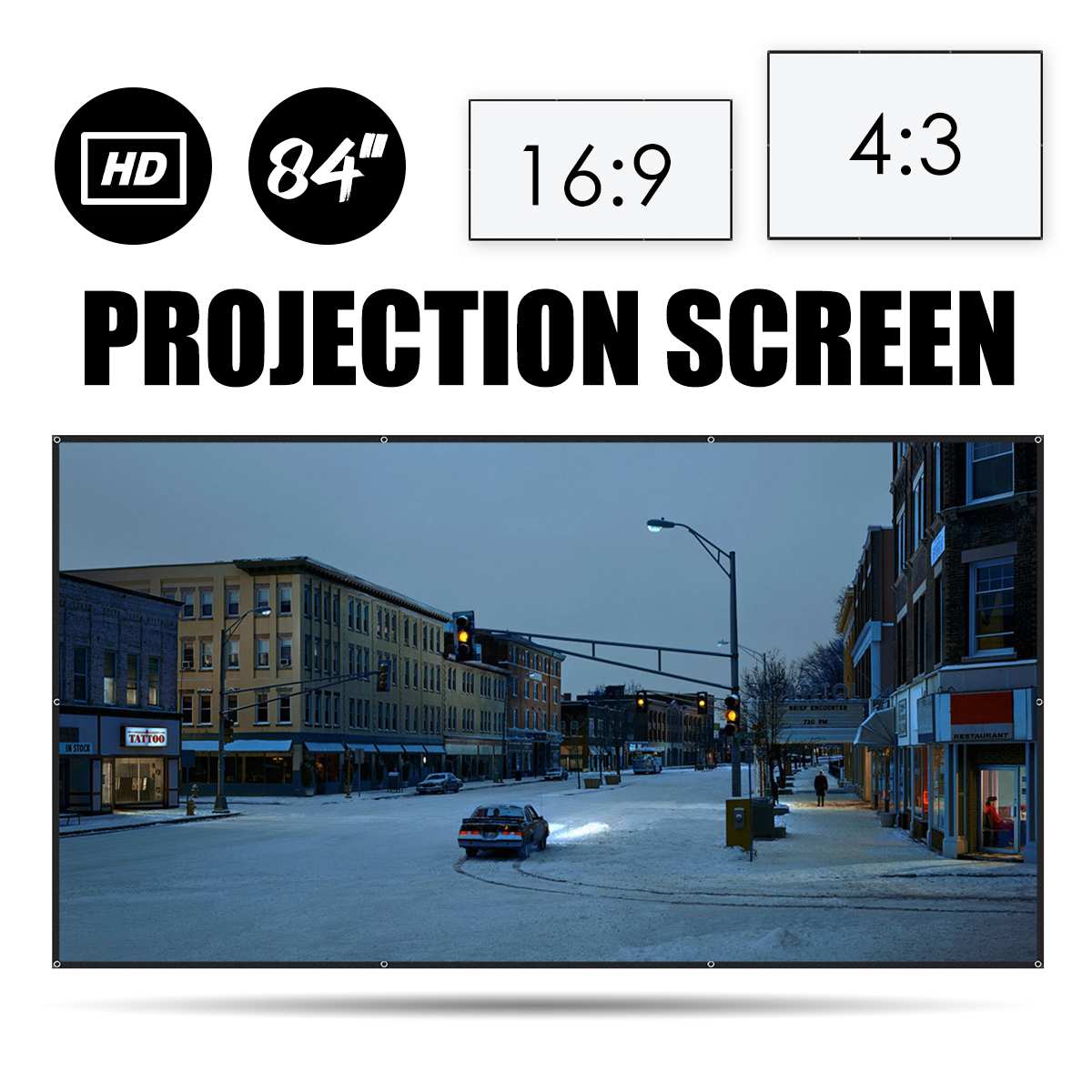 16:9 Projector simple curtain Anti-light screen 84... – Vicedeal