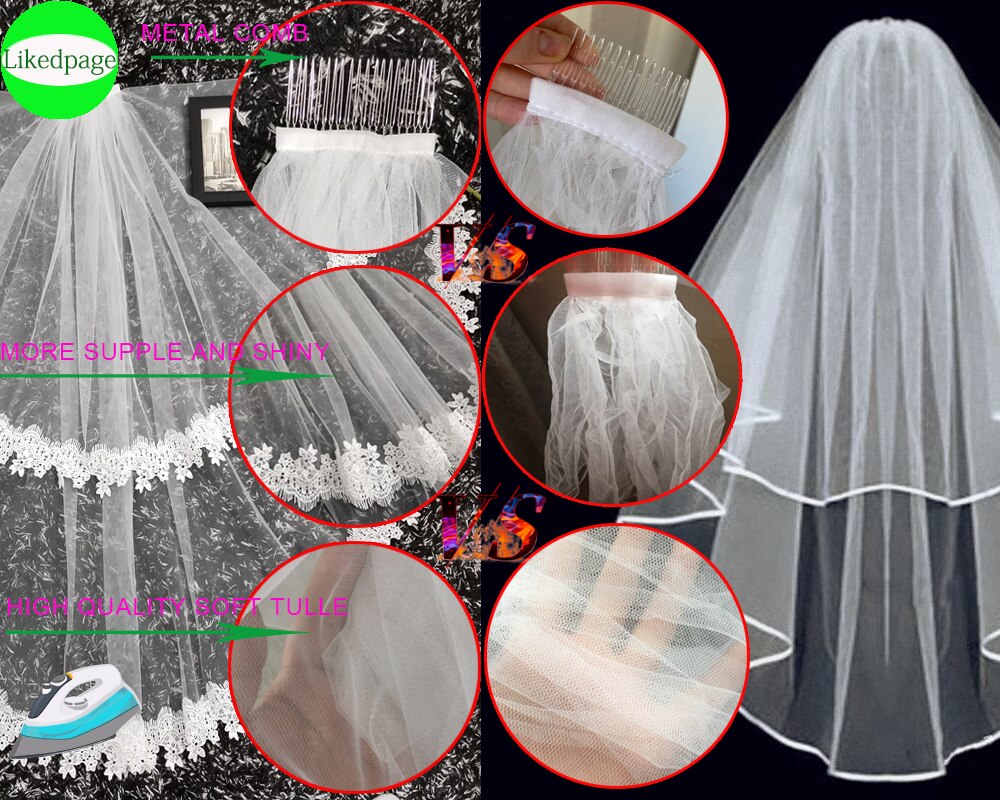 Short Wedding Bride Veil Two Layer Voile Mariage W... – Grandado
