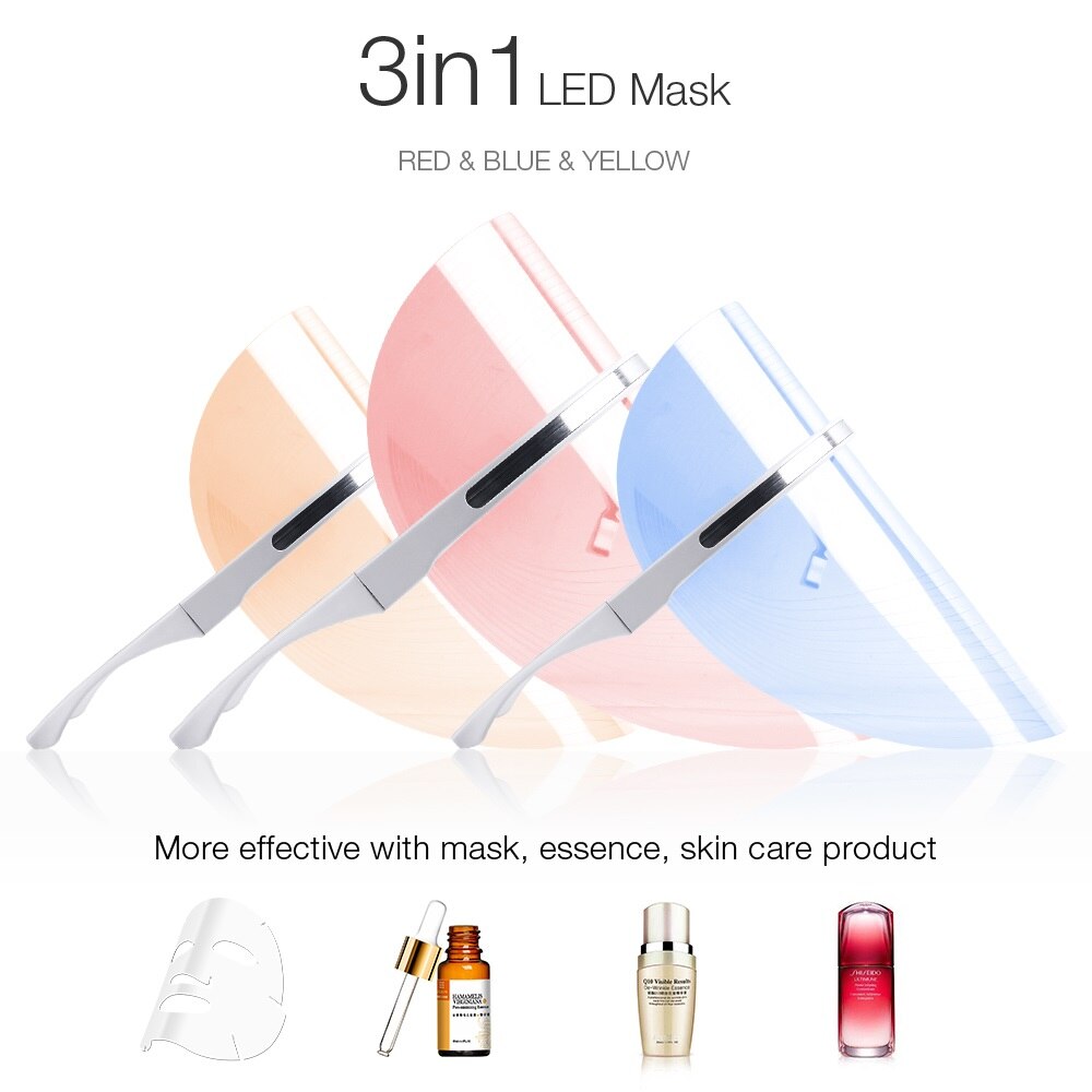 LED Face Mask Light Therapy 3 Colors Facial Mask B... – Grandado