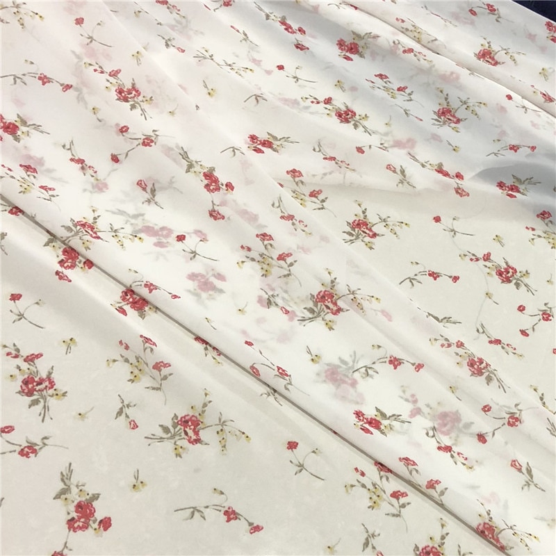 dress fabric chiffon flower print 75D material pol... – Vicedeal
